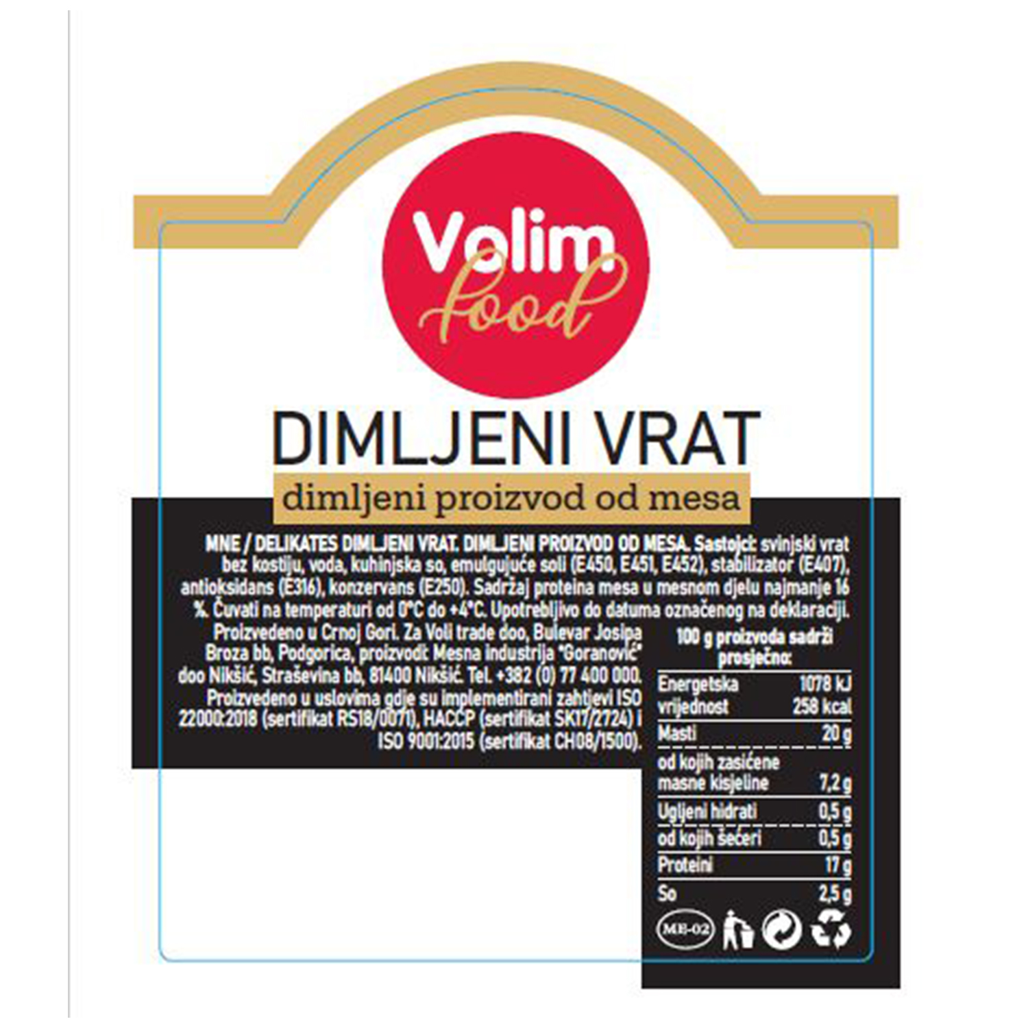 Dimljeni svinjski vrat VOLIM - Voli eCommerce